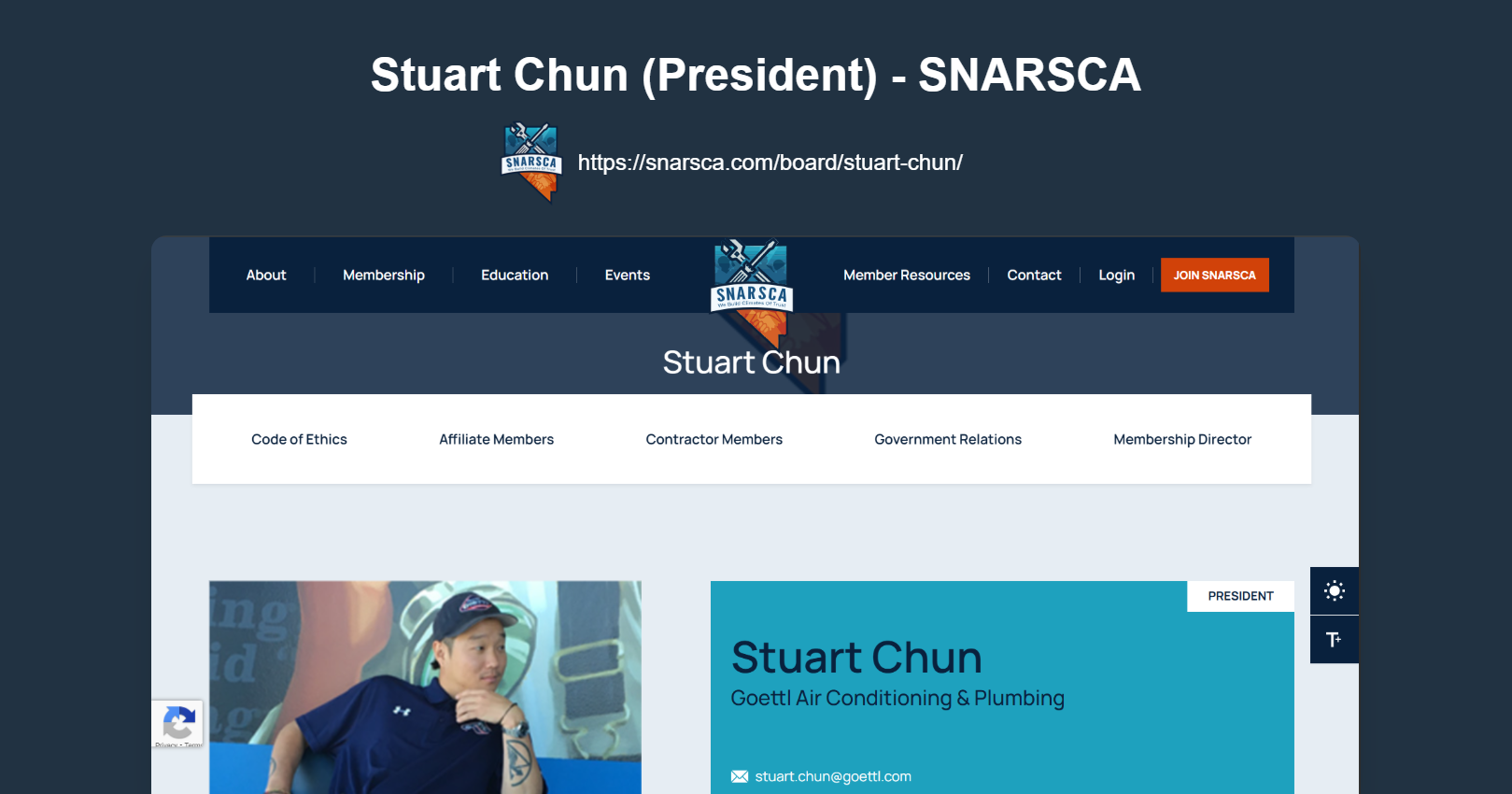 Stuart Chun (President) - SNARSCA